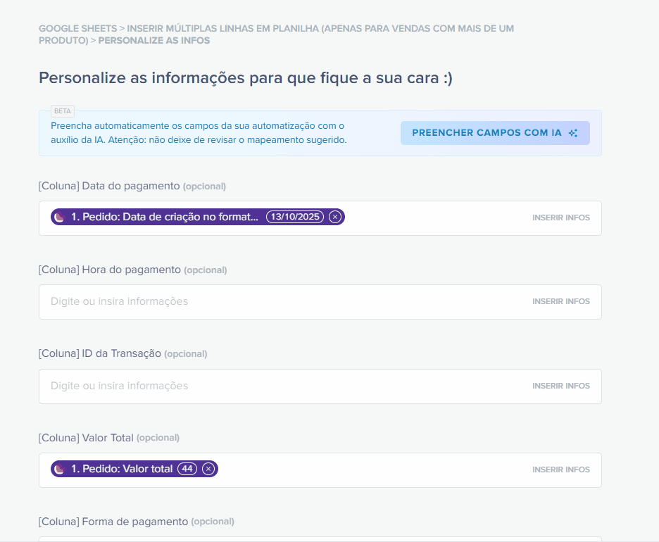 Controle de pedidos automatizado: Yampi + Google Sheets